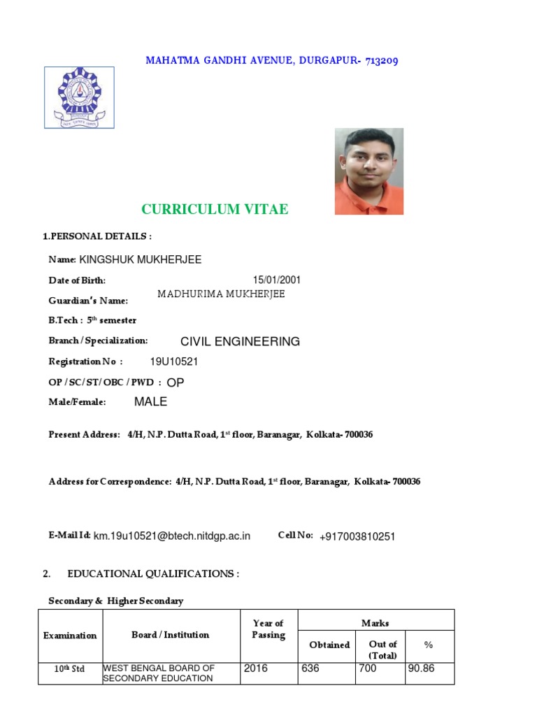 CV Format For UG | PDF