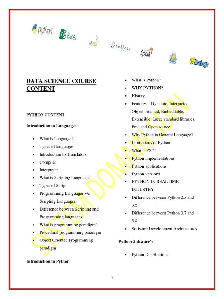 Data Science Course Content | PDF | Method (Computer Programming ...
