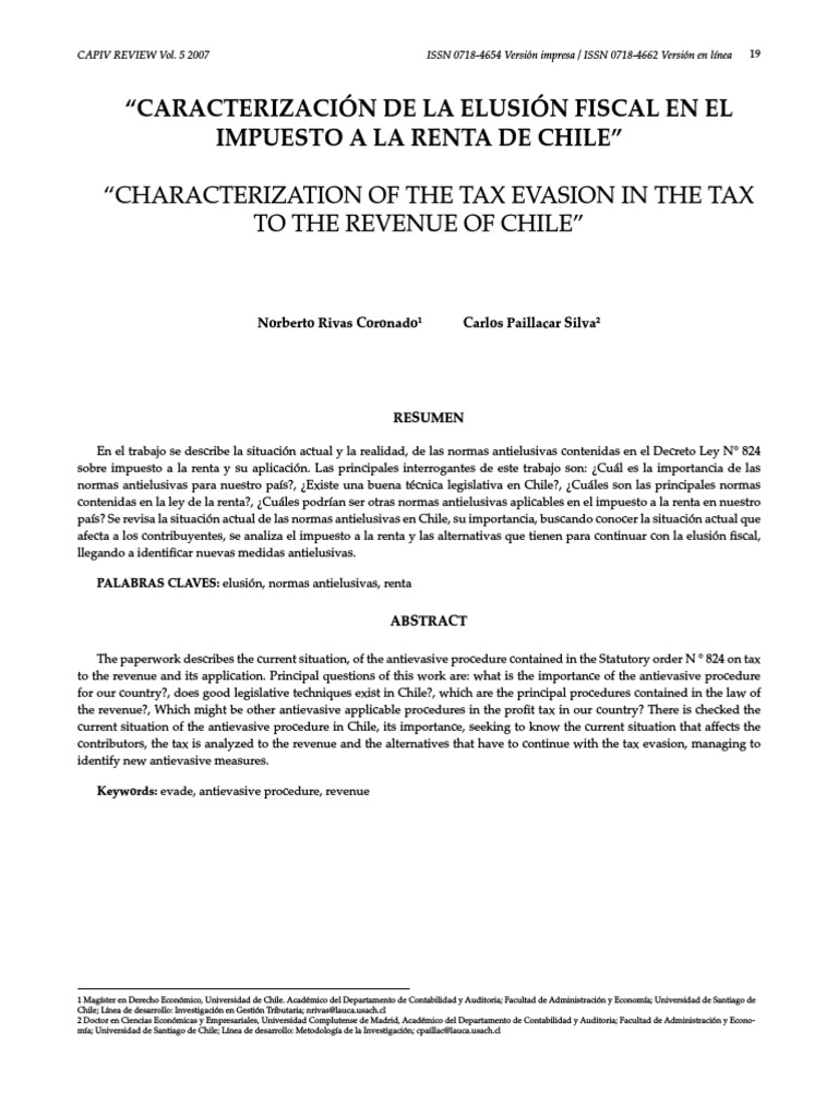 Elusion Fiscal Impuesto Renta | PDF | Impuestos | Evasión de impuestos
