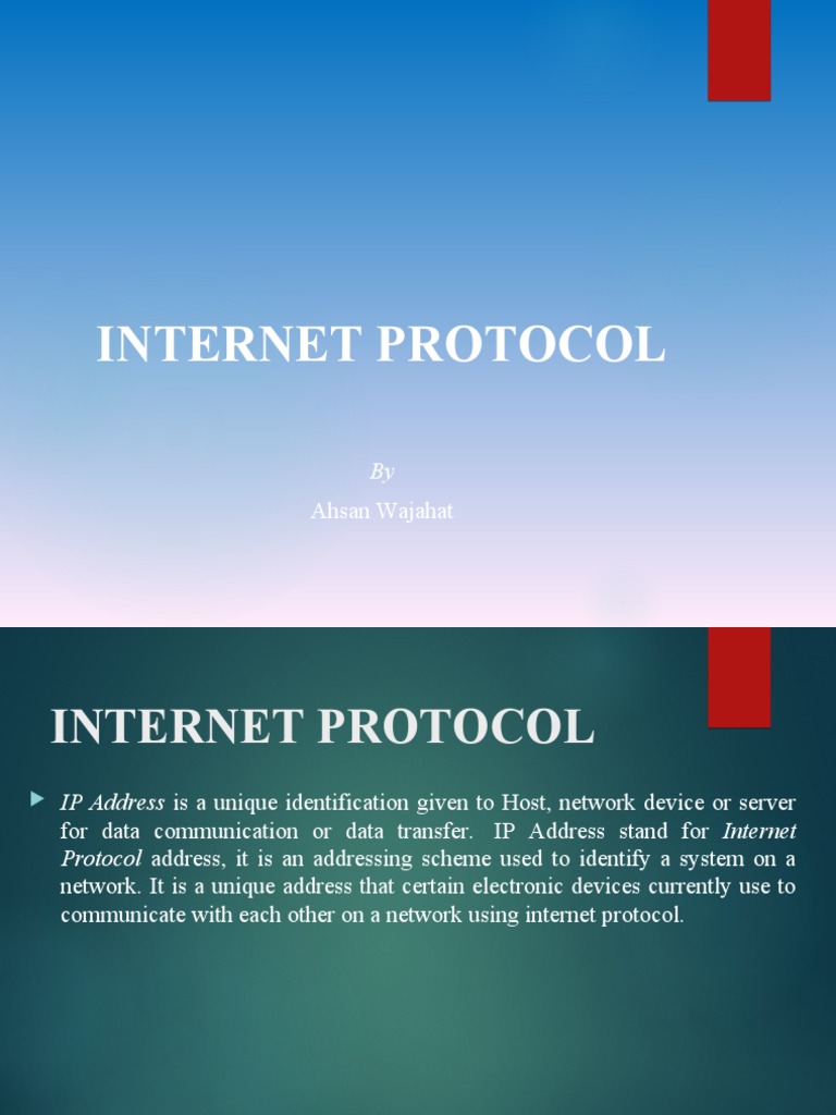 Internet Protocol: Ahsan Wajahat | PDF | Ip Address | Computer Network