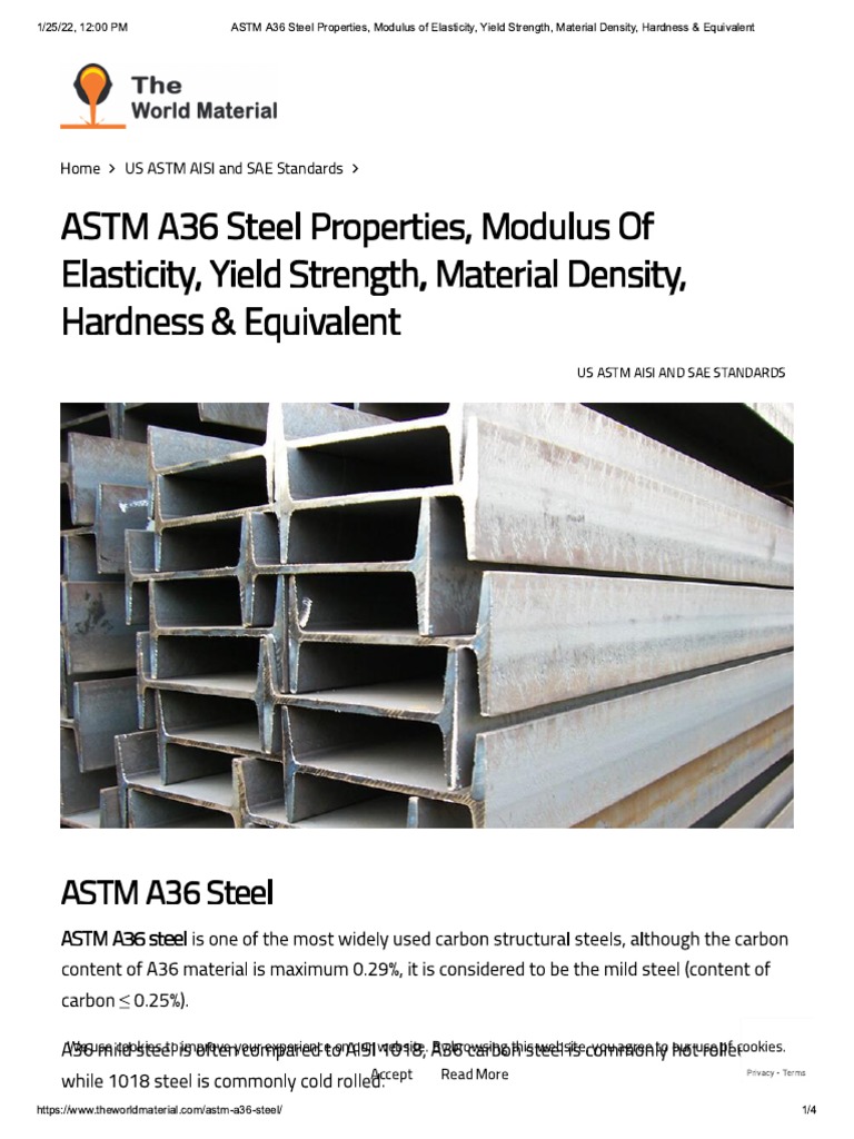 ASTM A36 Steel Properties, Modulus of E.. | PDF | Steel