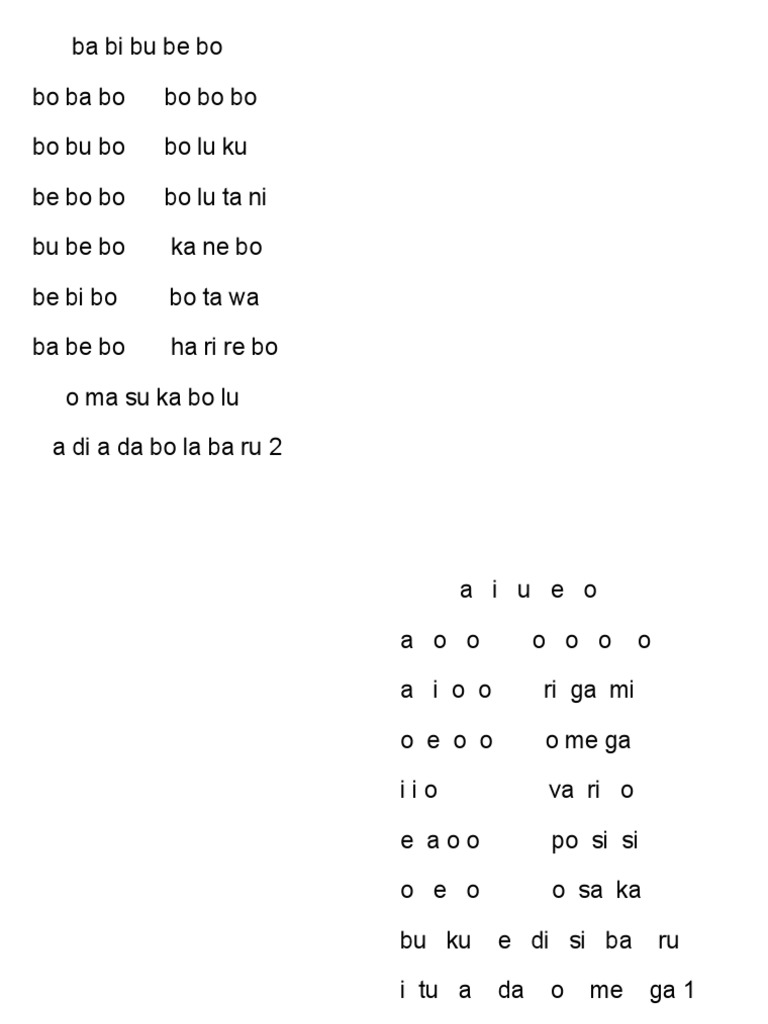 Ba Bi Bu Be Bo | PDF