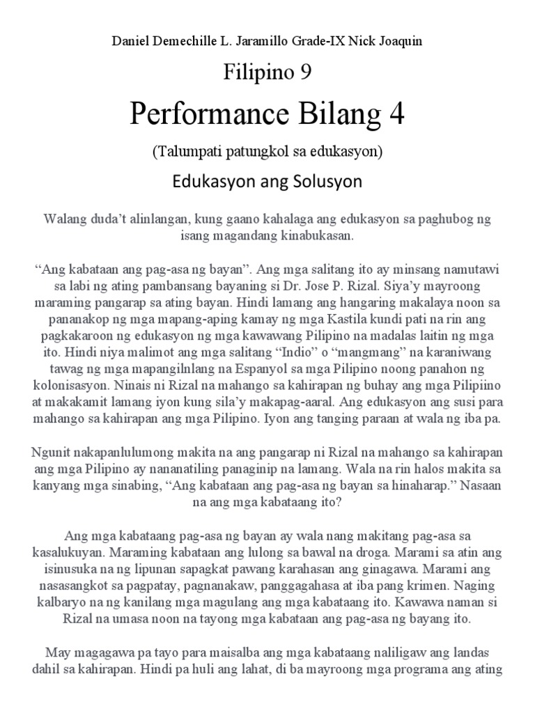 Performance Task 4 | PDF