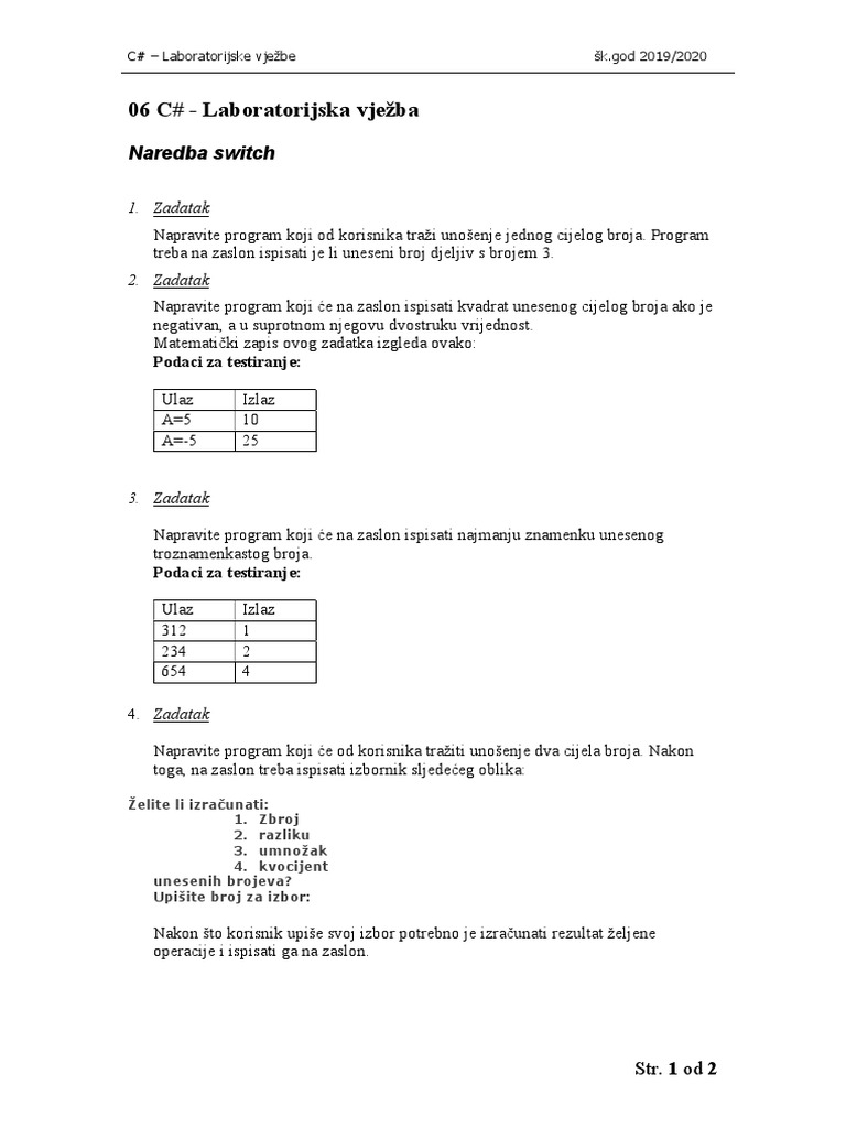 10 Naredba Switch | PDF