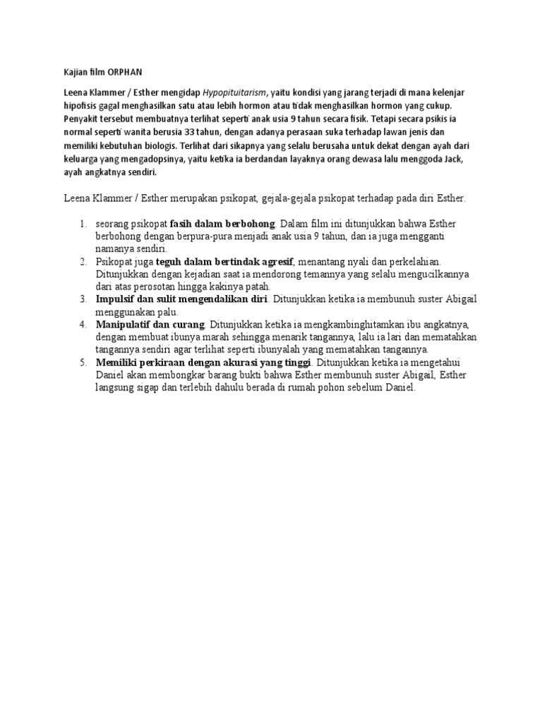 Kajian Film ORPHAN | PDF