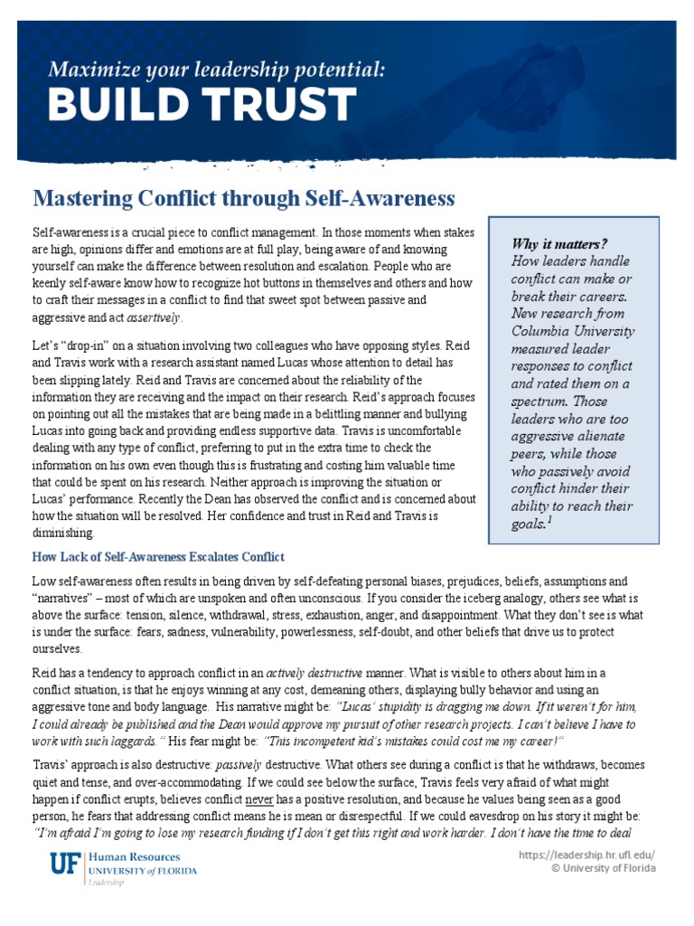 Mastering Conflict Through Self-Awareness: Why It Matters? | PDF | Self ...