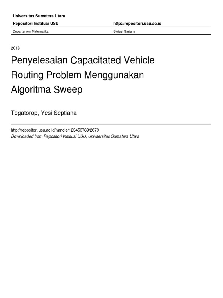 Penyelesaian Capacitated Vehicle Routing Problem Menggunakan Algoritma Sweep | PDF