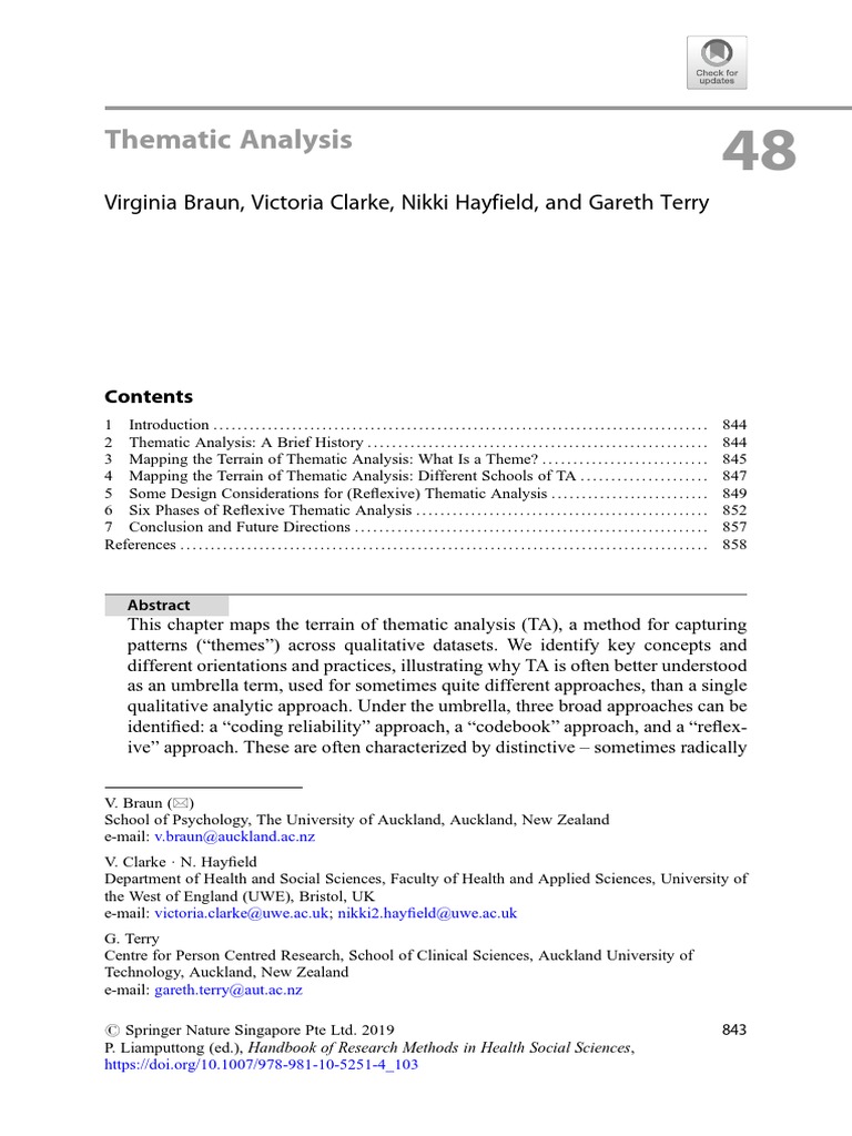 Thematic Analysis: Virginia Braun, Victoria Clarke, Nikki Hayfield, and Gareth Terry | Download ...