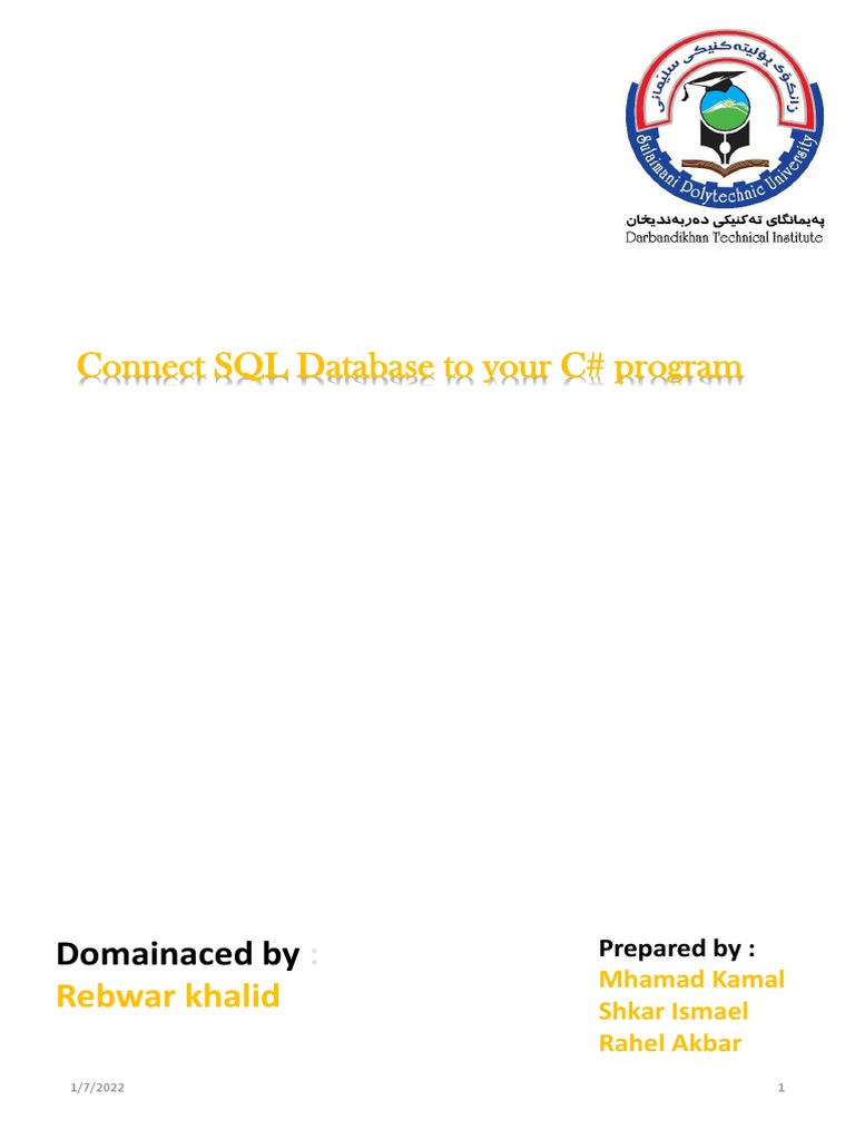 Connect SQL Database To Your C# Program: Domainaced by | PDF | My Sql ...