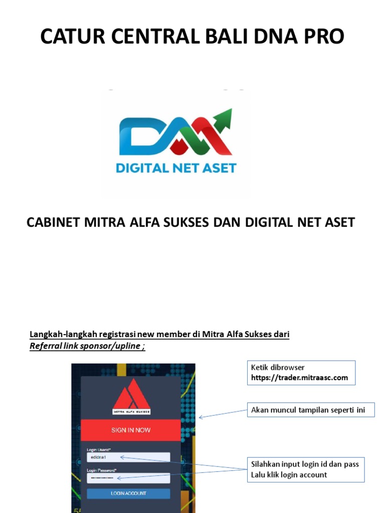 Tutorial Registrasi Dan Deposit Di Mas & Dna | PDF
