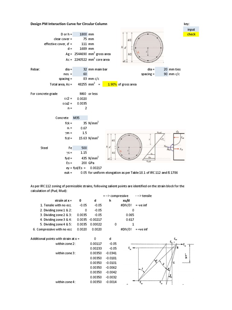 Design PM Interaction Curve For Circular Column | PDF | Concrete ...