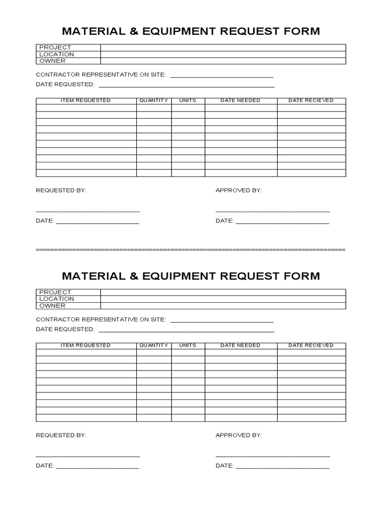 Material & Equipment Request Form | PDF | Law