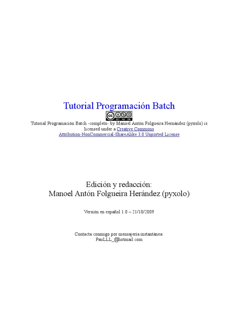 Tutorial Programación Batch by Pyxolo | PDF | Archivo de computadora | Software utilitario