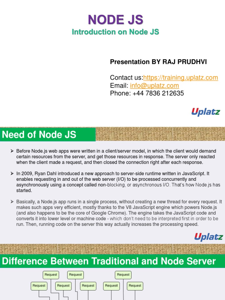 Introduction To NodeJS | PDF | Java Script | Computing Introduction To NodeJS | PDF | Java Script | Computing