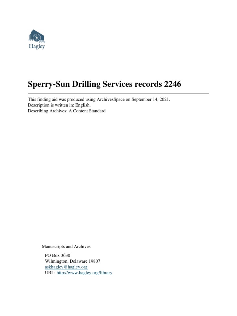 Sperry-Sun Drilling Services Records 2246 | PDF | Oil Well