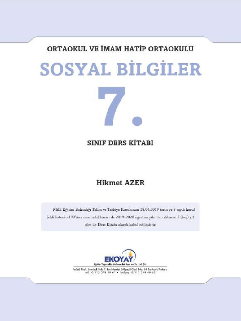 7.sınıf Sosyal Bilgiler Ders Kitabı (Ekoyay) | PDF