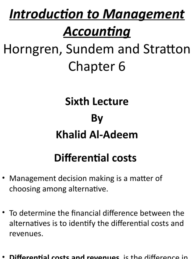 Understanding Differential Costs in Management | PDF | Opportunity Cost ...