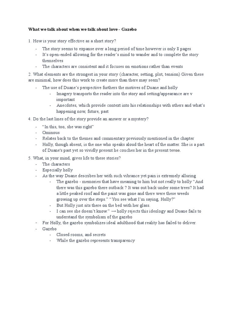 What We Talk About When We Talk About Love - Gazebo | PDF