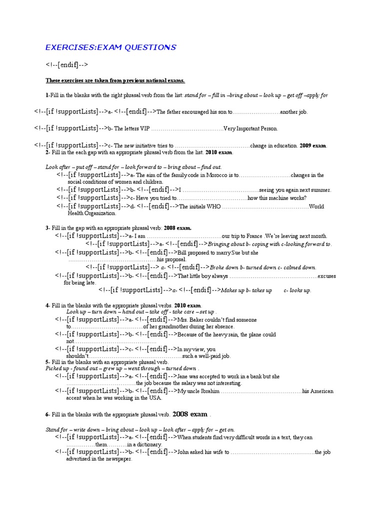 Exercisesexam Questions Pdf Meal