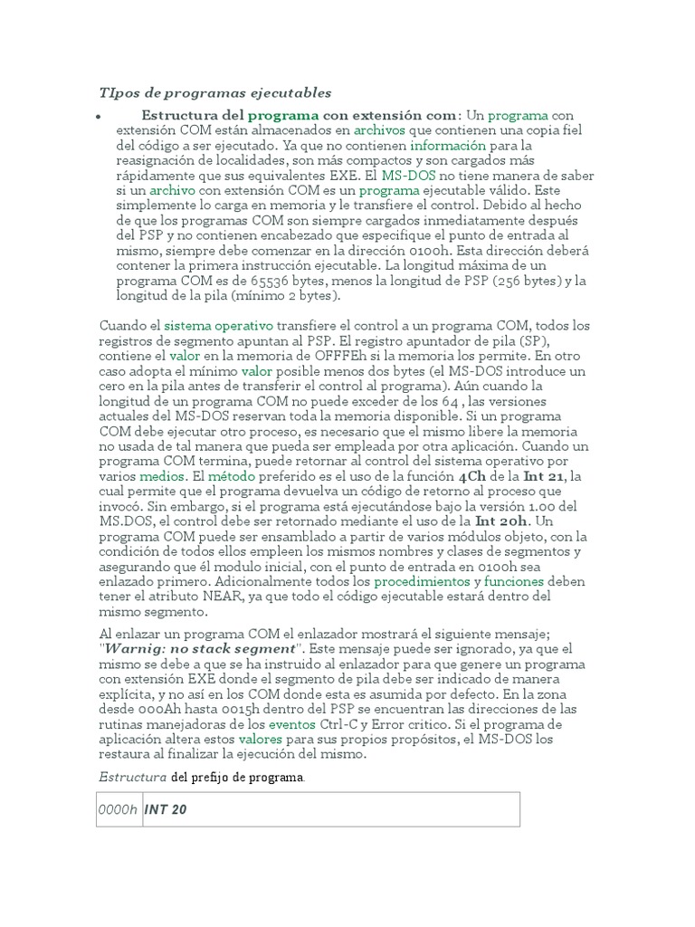 TIpos de Programas Ejecutables | PDF | Archivo de computadora | Bios