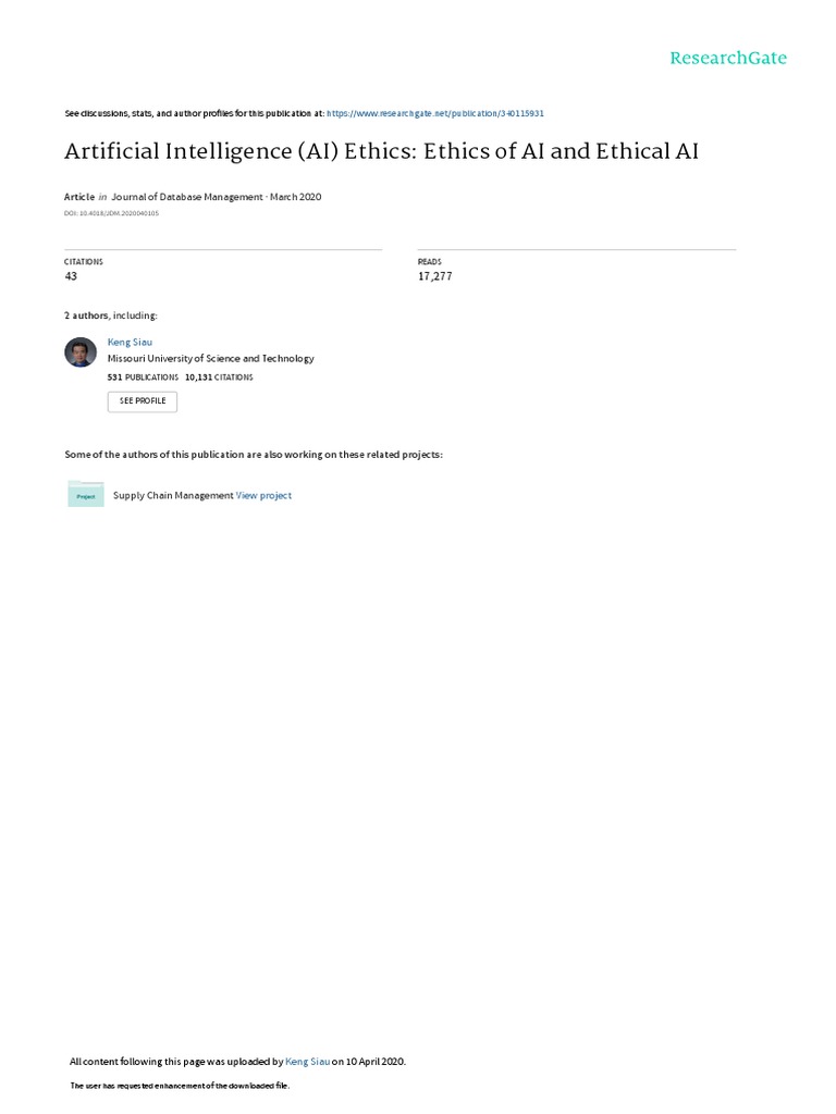 Artificial Intelligence AI Ethics Ethics of AI and Ethical AI | PDF ...