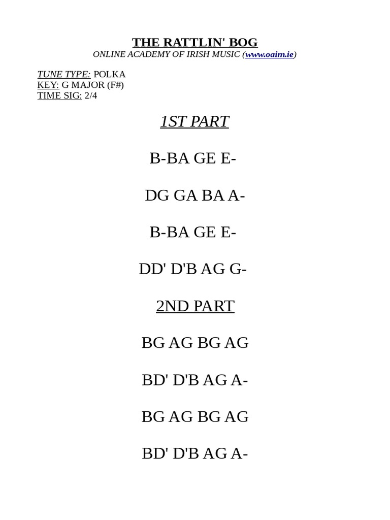 Easy ABC The Rattlin Bog WhistleB | PDF