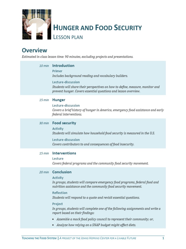 Hunger & Food Security Lesson Plan | PDF | Food Security | Supplemental ...
