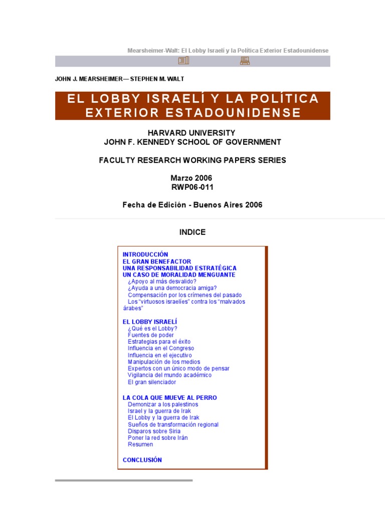 El Lobby Israelí y La Política Exterior Estadounidense - John J ...