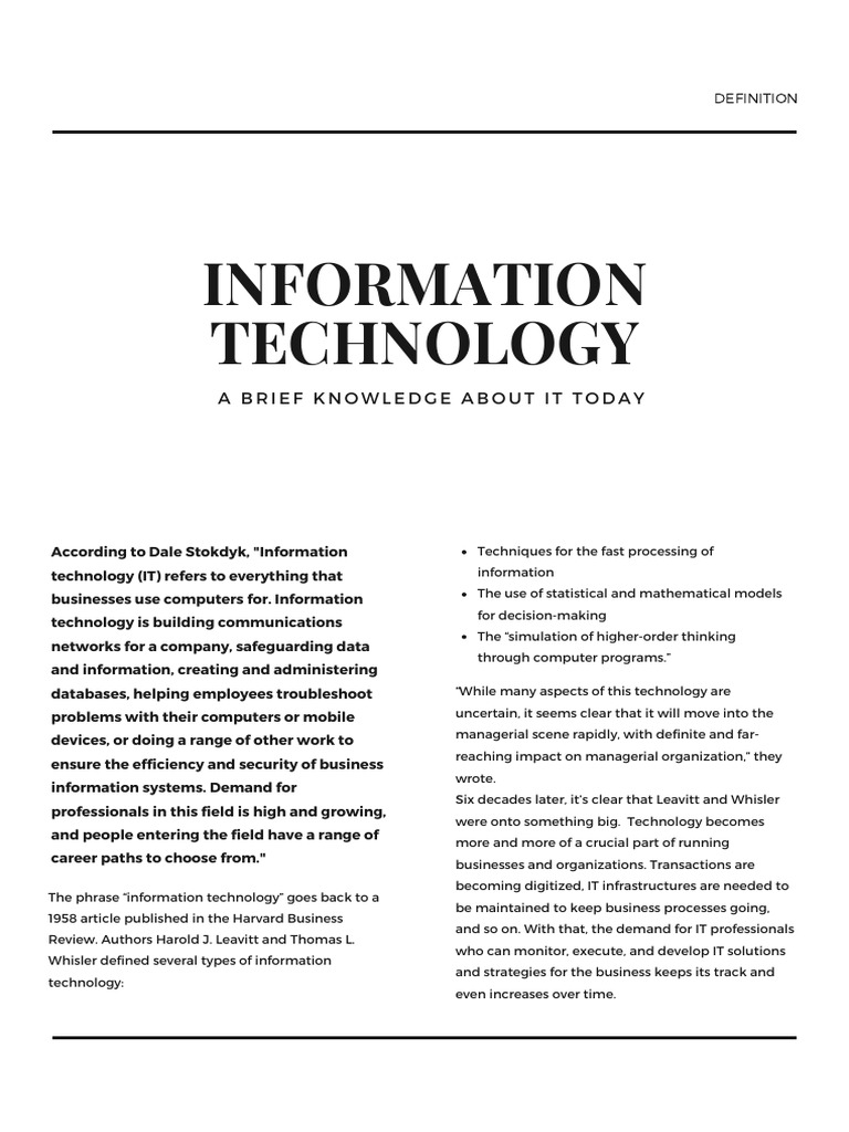 A Brief Overview of the Evolution of Information Technology: From Early ...