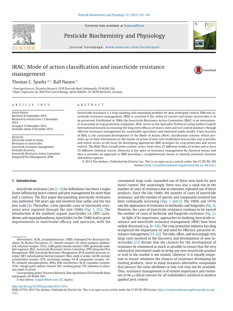 IRAC Mode of Action Classification and Insecti - 2015 - Pesticide ...