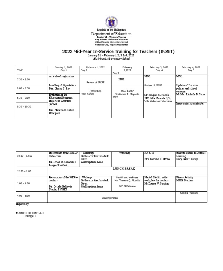 Department of Education: 2022 Mid-Year In-Service Training For Teachers ...