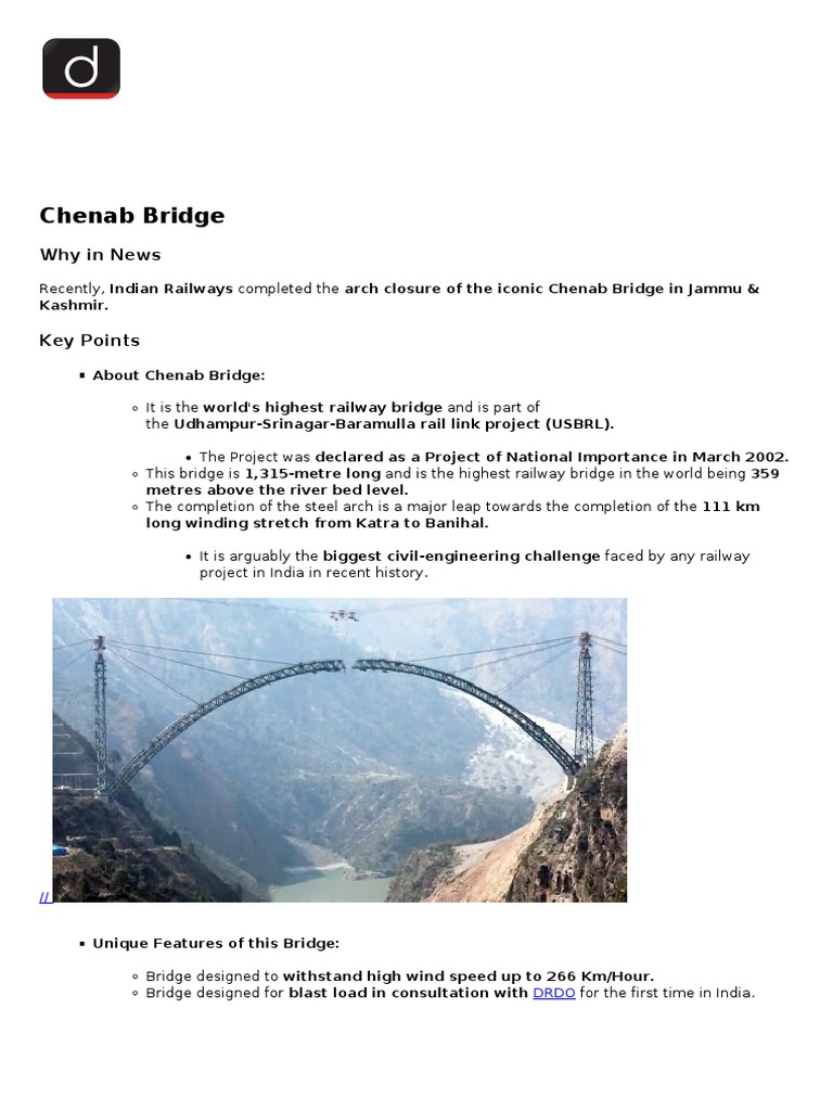 Chenab Bridge | PDF