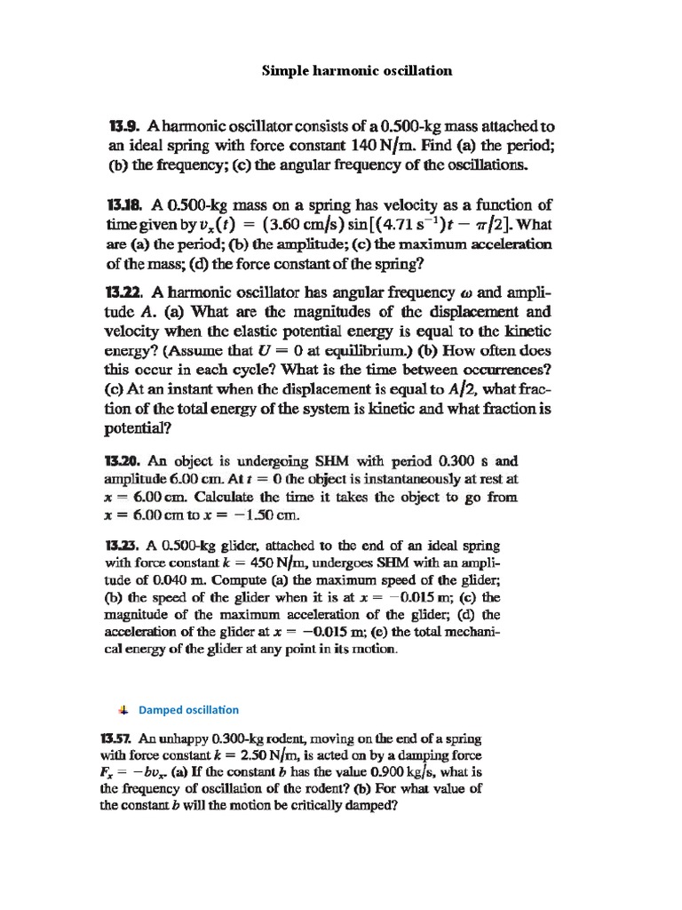Simple Harmonic Oscillation | PDF