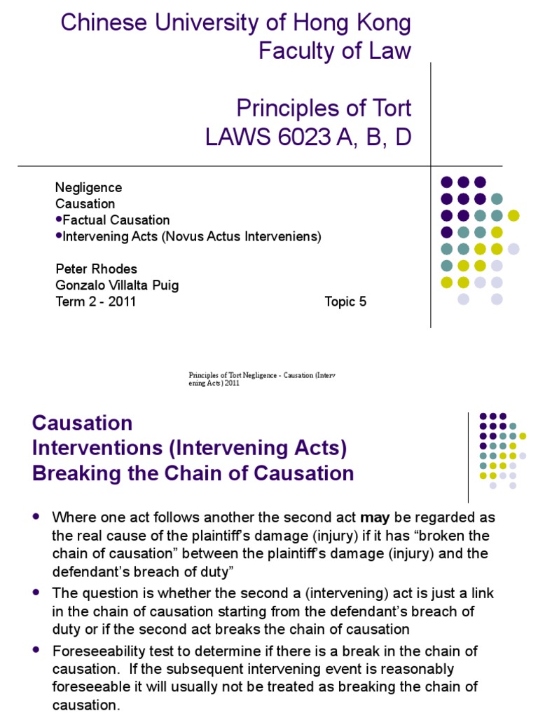Topic 5 Negligence - Causation - Intervening Acts | PDF | Causation ...