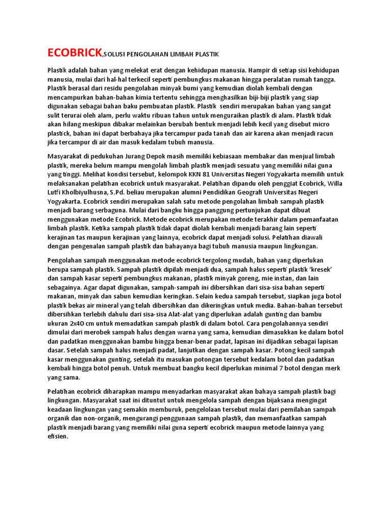 Simpulan Ecobrick | PDF