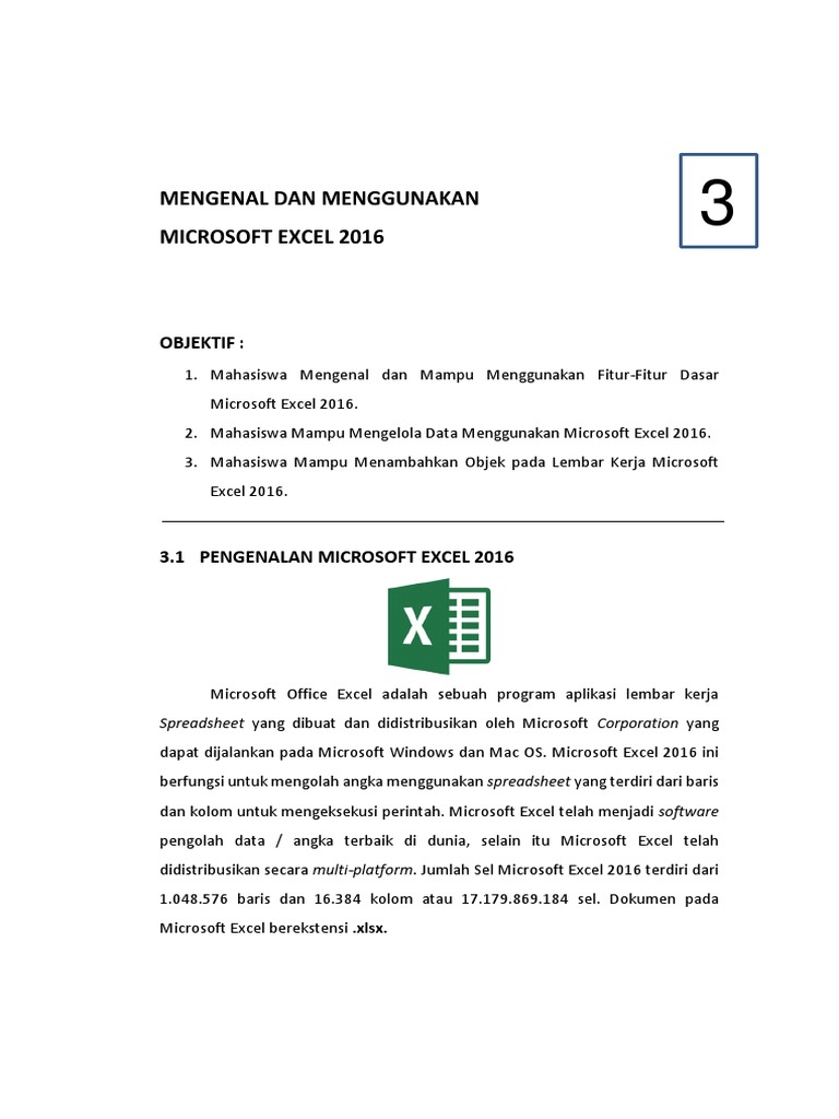 Mengenal Dan Menggunakan Microsoft Excel 2016 | PDF