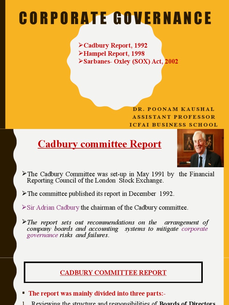 Cadbury and Hampel Reports on Governance | PDF | Audit | Board Of Directors