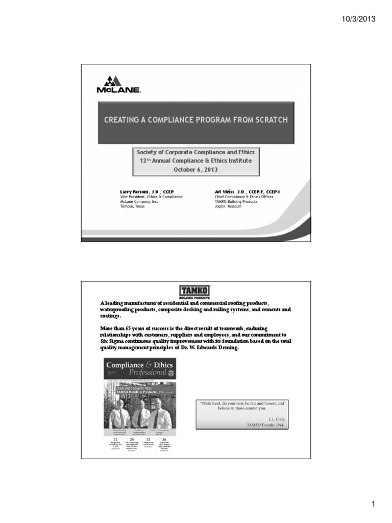 Creating A Compliance Program From Scratch | PDF | Internal Audit | Risk