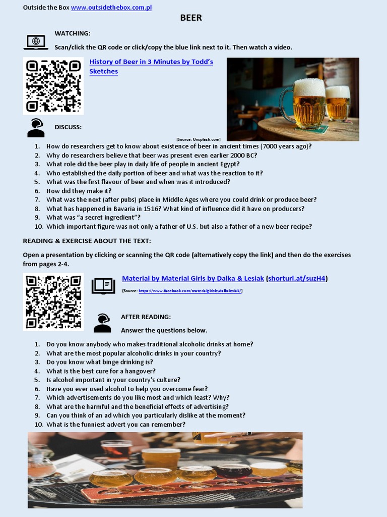 BEER - Comprehension of All The Skills | PDF | Beer | Drink