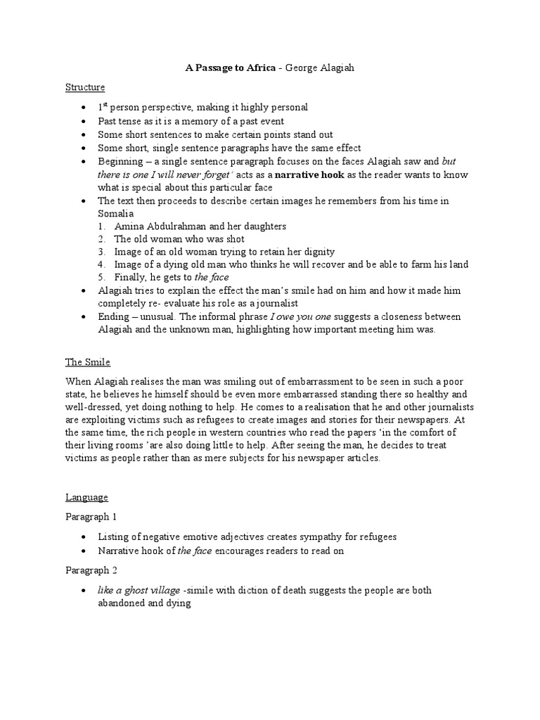 A Passage To Africa Lang and Structure Final | PDF | Cognition ...