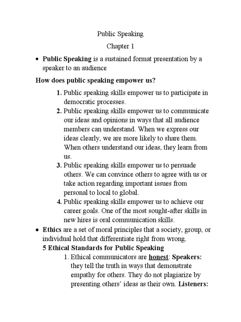 Public Speaking Notes | PDF | Communication | Anxiety