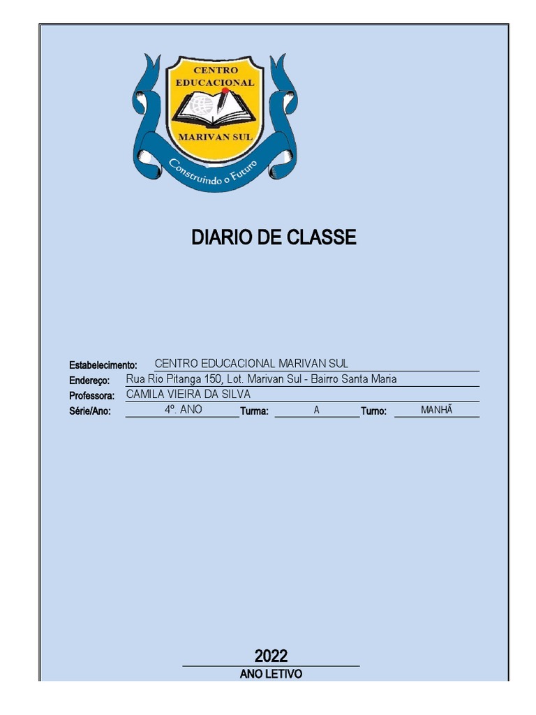 Modelo Diario Escolar 2022 F1 | PDF