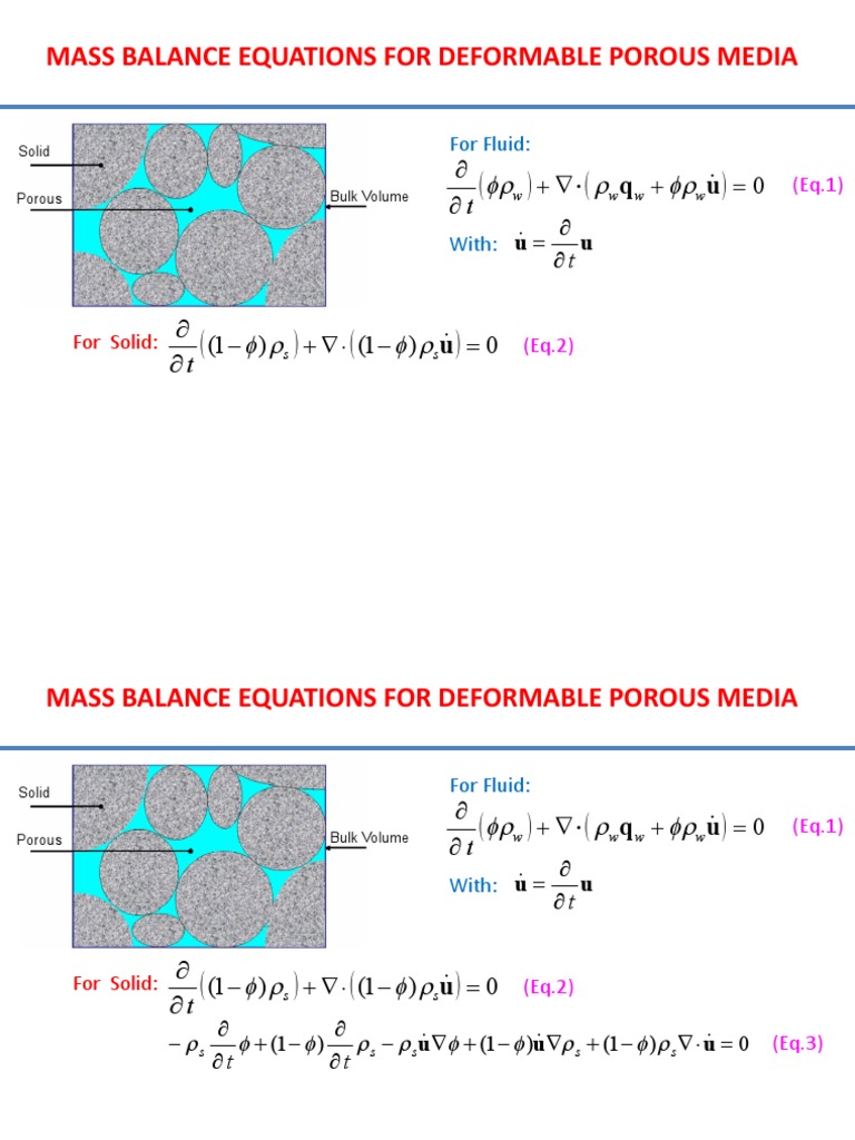 Mass Balance Equations For Deformable Porous Media | PDF | Porosity ...