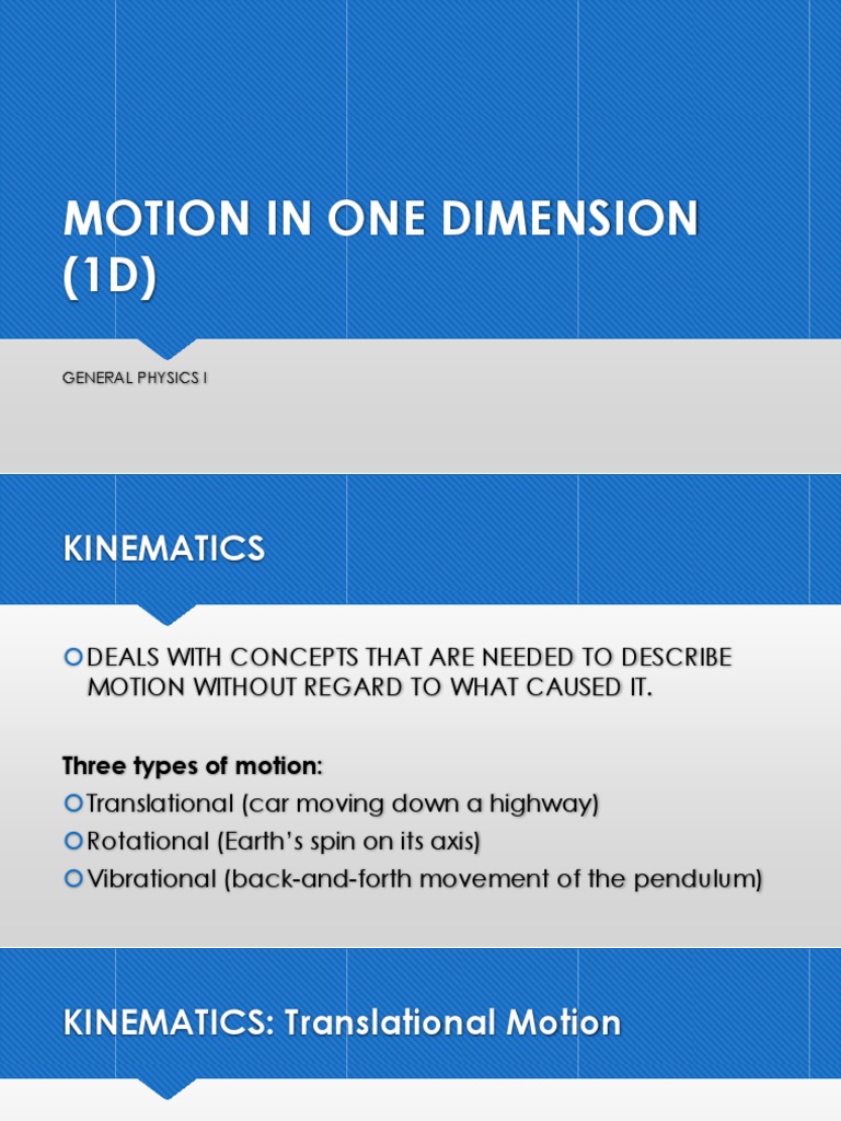Lesson+3 1+MOTION+IN+ONE+DIMENSION+ (1D) | PDF | Velocity | Kinematics
