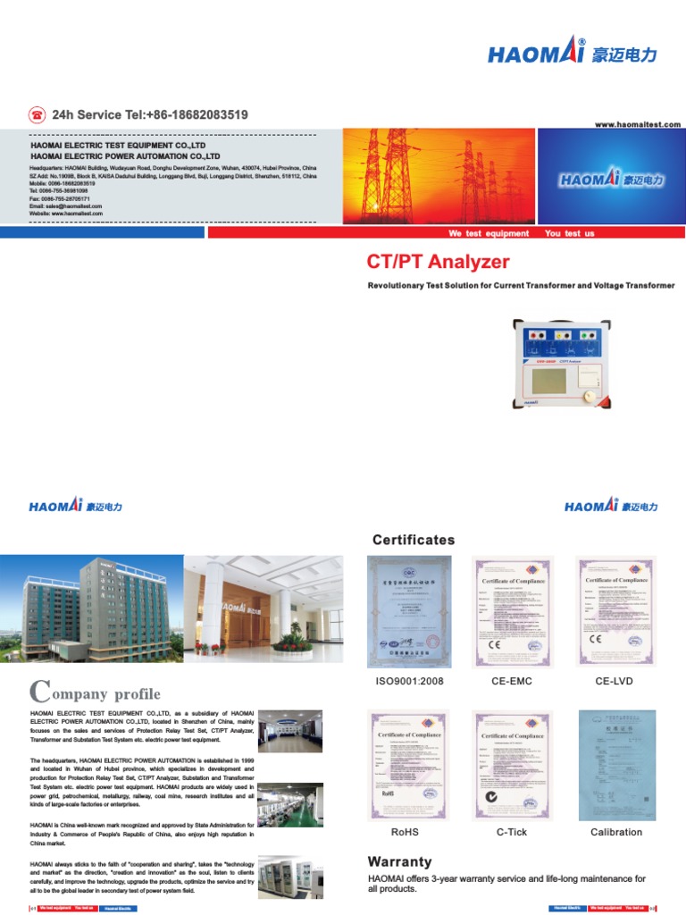Brochure For CTPT Analyzer | PDF | Inductance | Root Mean Square