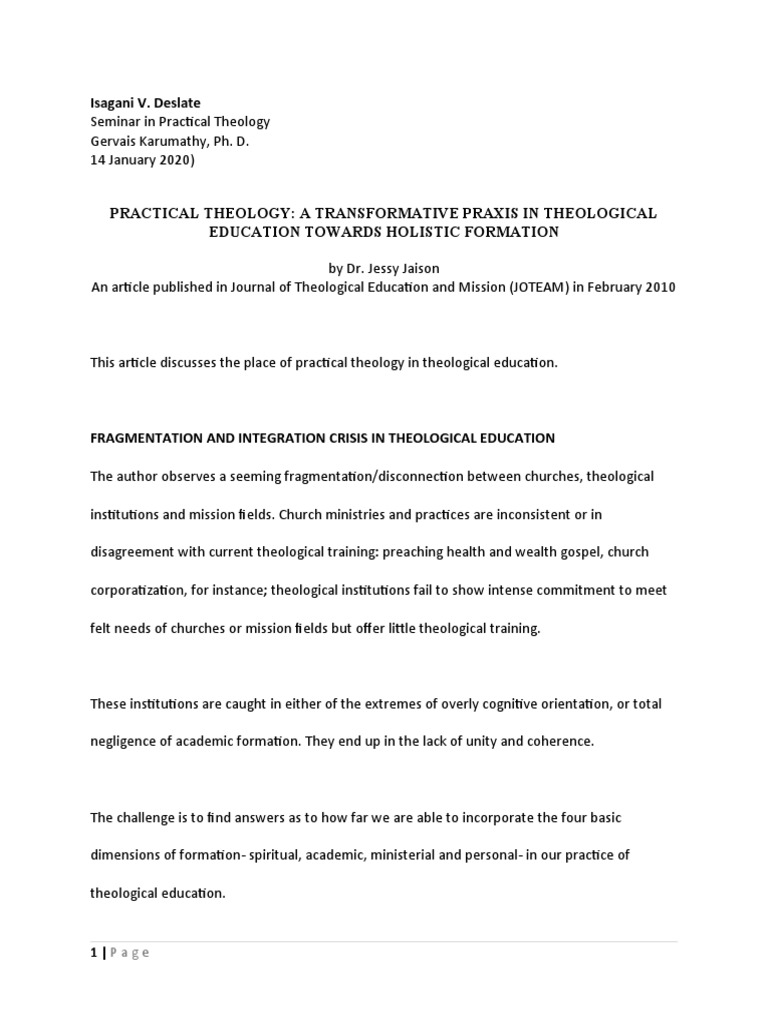 Practical Theology | PDF | Theology | Hermeneutics