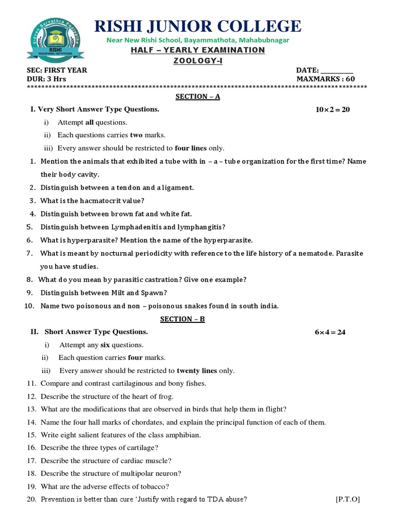Zoology (First Year) | PDF | Cartilage | Biology