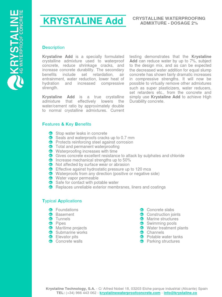 Krystaline Add (English) | PDF | Concrete | Porosity