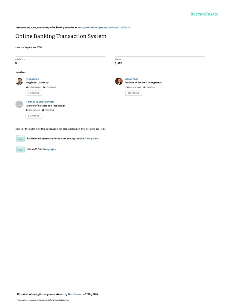 Online Banking Transaction System | PDF | Authentication | Signature