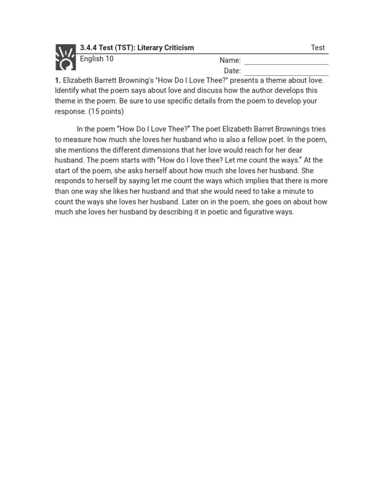 3.4.4 Test (TST) - Literary Criticism (Test) | PDF | Poetry